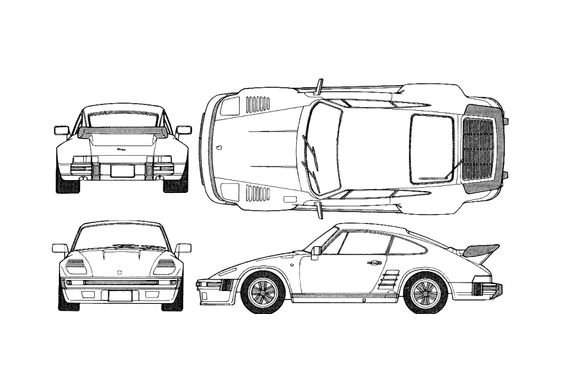 Download drawing Porsche 911 (930) Turbo Slantnose Coupe 1982 in ai pdf ...