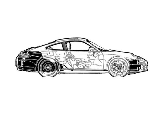 Download drawing Porsche 911 (997) Carrera S Coupe 2005 in ai pdf png ...