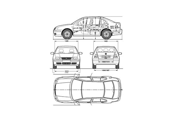 Download drawing Volkswagen Bora (Typ 1J) Sedan 1998 in ai pdf png svg ...