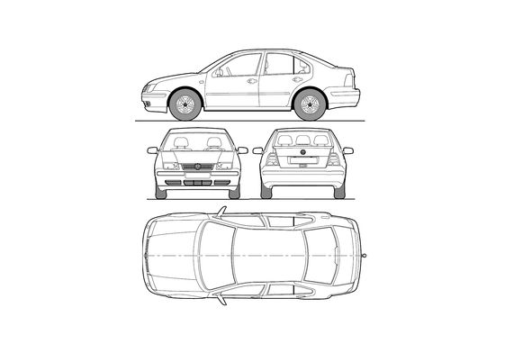 Download drawing Volkswagen Bora (Typ 1J) Sedan 1999 in ai pdf png svg ...
