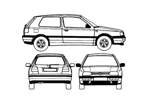 Download drawing Volkswagen Golf III (Mk3/A3/1H) 3-door Hatchback 1995 ...