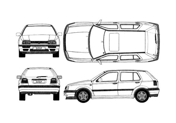 Download drawing Volkswagen Golf III (Mk3/A3/1H) GL 5-door Hatchback ...