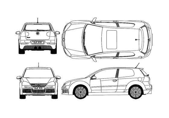 Download drawing Volkswagen Golf V (Mk5/A5/1K) R32 3-door Hatchback ...