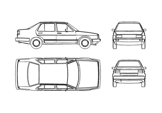 Download drawing Volkswagen Jetta II (1G) Sedan 1984 in ai pdf png svg ...