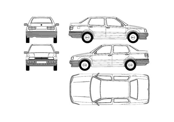 Download drawing Volkswagen Jetta III (1H) Sedan 1993 in ai pdf png svg ...