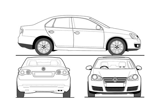 Download drawing Volkswagen Jetta V (1K) Sedan 2008 in ai pdf png svg ...
