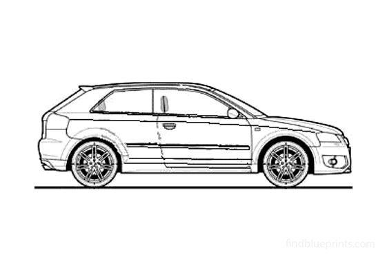Download drawing Audi A3 (Typ 8P) Hatchback 2007 in ai pdf png svg formats