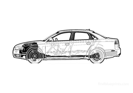 Download drawing Audi A4 B7 (Typ 8E) Sedan 2005 in ai pdf png svg formats