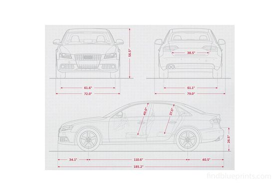 Download drawing Audi A4 B8 (Typ 8K) Sedan 2009 in ai pdf png svg formats