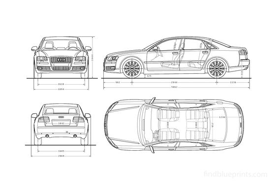 Download drawing Audi A8 D3 (Typ 4E) W12 Sedan 2009 in ai pdf png svg ...
