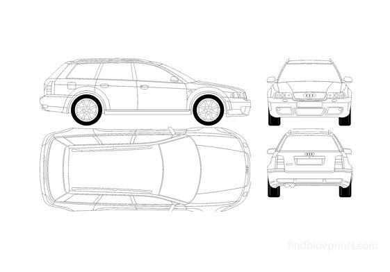 Download drawing Audi RS4 B5 (Typ 8D) Avant Quattro Wagon 2000 in ai ...