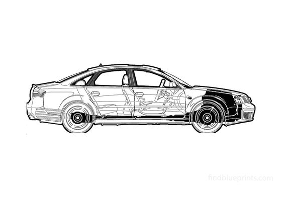 Download drawing Audi RS6 C5 (Typ 4B) Sedan 2003 in ai pdf png svg formats