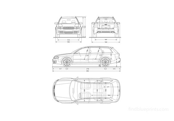 Download drawing Audi RS6 C5 (Typ 4B) Avant Wagon 2002 in ai pdf png ...