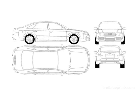 Download drawing Audi RS6 C5 (Typ 4B) Quattro Sedan 2002 in ai pdf png ...