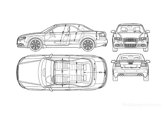 Download drawing Audi S4 B7 (Typ 8H) Cabriolet 2005 in ai pdf png svg ...
