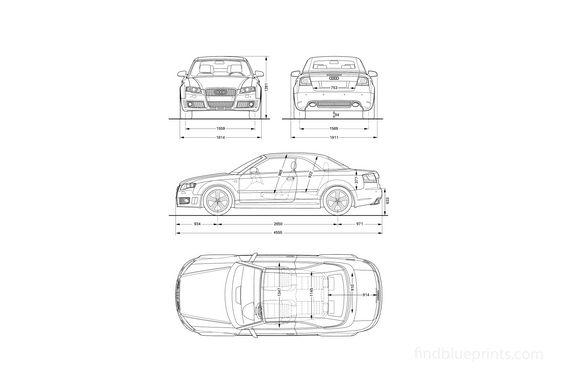 Download drawing Audi S4 B7 (Typ 8H) Roadster Cabriolet 2008 in ai pdf ...