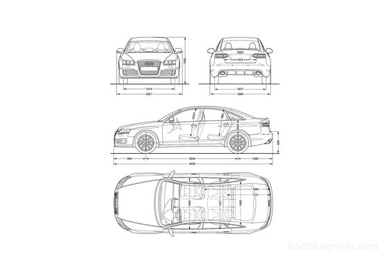 Download drawing Audi S6 C6 (Typ 4F) Sedan 2008 in ai pdf png svg formats