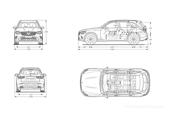 Download drawing MERCEDES BENZ GLC (X253) 2019 in ai pdf png svg formats