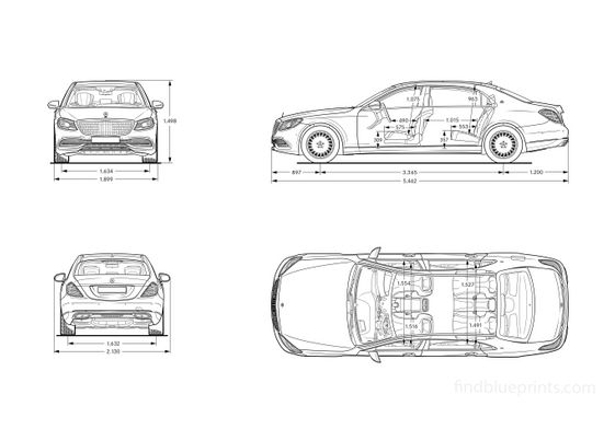 Download drawing MERCEDES BENZ S-Class Maybach (X222) 2018 in ai pdf ...
