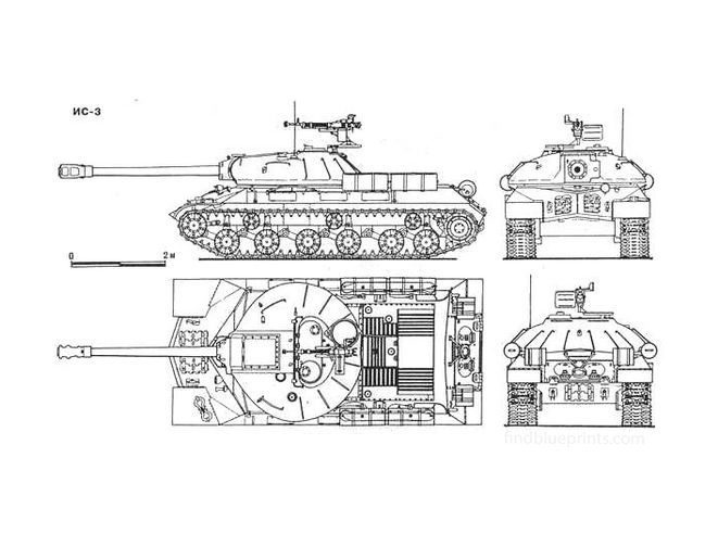 IS 3 (Object 703) Soviet heavy tank 2D drawing (blueprints)